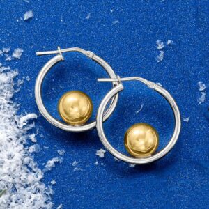 Ross-Simons Italian 2-Tone Sterling Silver Ball Hoop Earrings