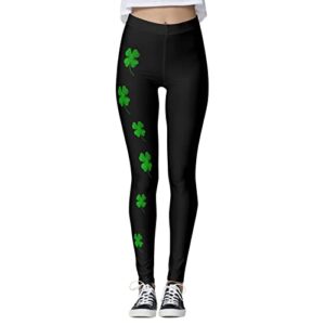 fun st. patrick's day high waisted pattern leggings for women blessed and lucky buttery soft tummy control slimming non see-through yoga pants tights butt lifting workout running full-length leggings