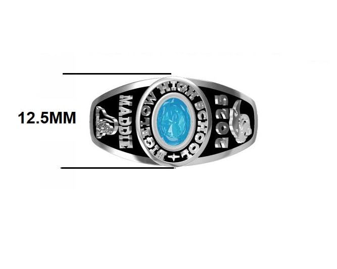 Class Ring for Women - 925 Sterling Silver or 10KT Gold – Customized High School College University Women's Class Ring – Graduation Gifts – Jour Nouveau Jewelry (Platinum)