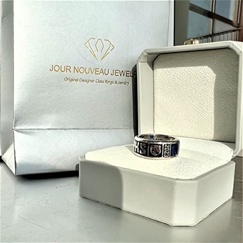 Class Ring for Women - 925 Sterling Silver or 10KT Gold – Customized High School College University Women's Class Ring – Graduation Gifts – Jour Nouveau Jewelry (Platinum)