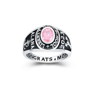 class ring for women - 925 sterling silver or 10kt gold – customized high school college university women's class ring – graduation gifts – jour nouveau jewelry (platinum)