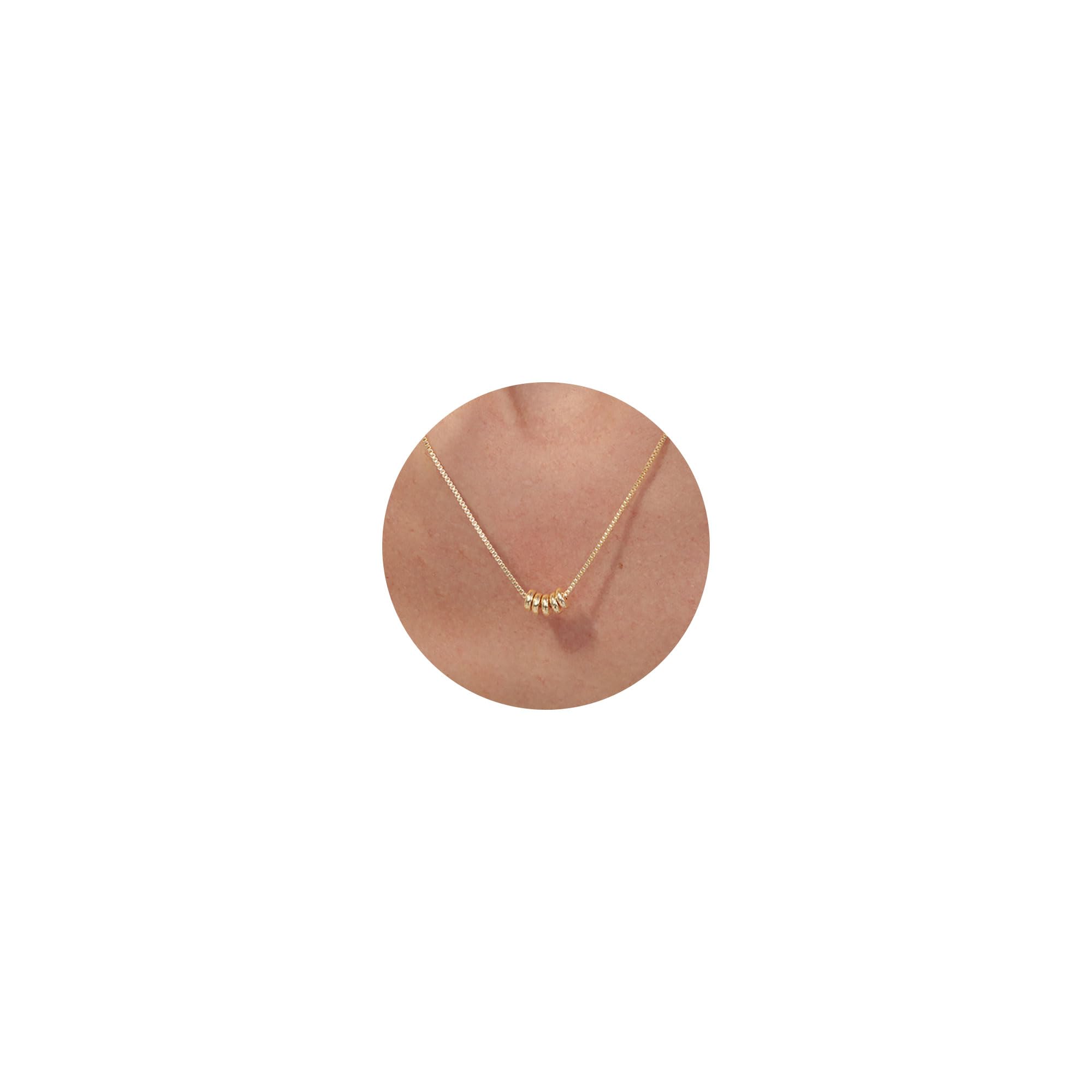 VRIUA Gold Necklace for Women, Dainty Gold Necklace 14k Gold Plated Ball Pendant Necklace Simple Box Chain Necklace Delicate Jewelry Everyday for Women