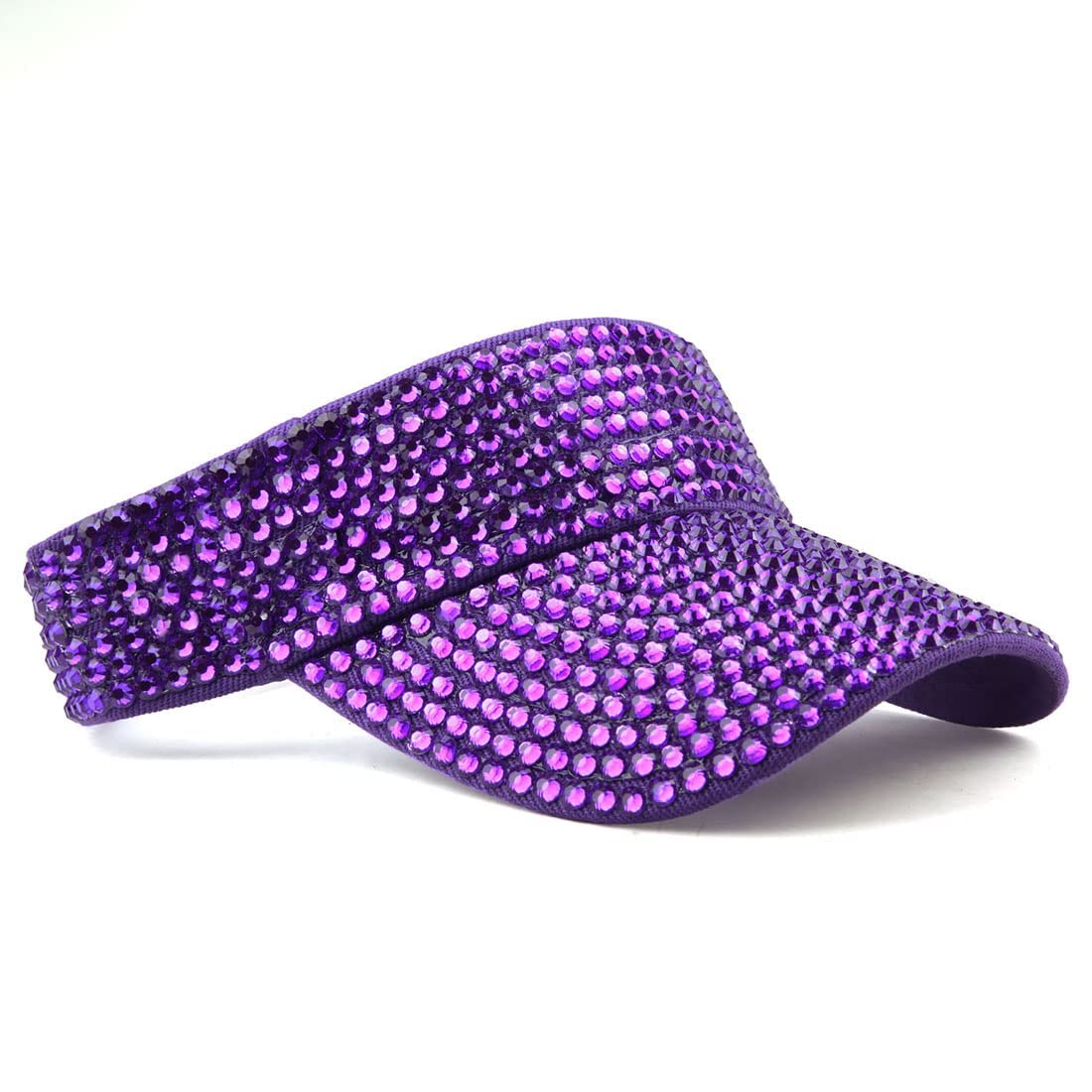 Shiny Rhinestone Sport Sun Visor Hat Adjustable Summer Cap for Women Men Golf Tennis Cycling Running Jogging Violet