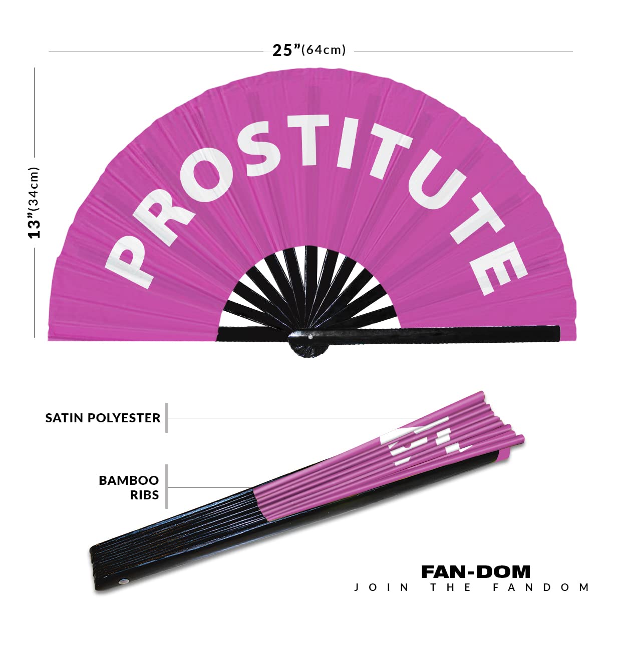 Prostitute Hand Fan Foldable Bamboo Circuit Hand Fan Funny Gag Slang Words Expressions Statement Gifts Festival Accessories Rave Handheld Circuit Event Fan Clack Fans (Pink)