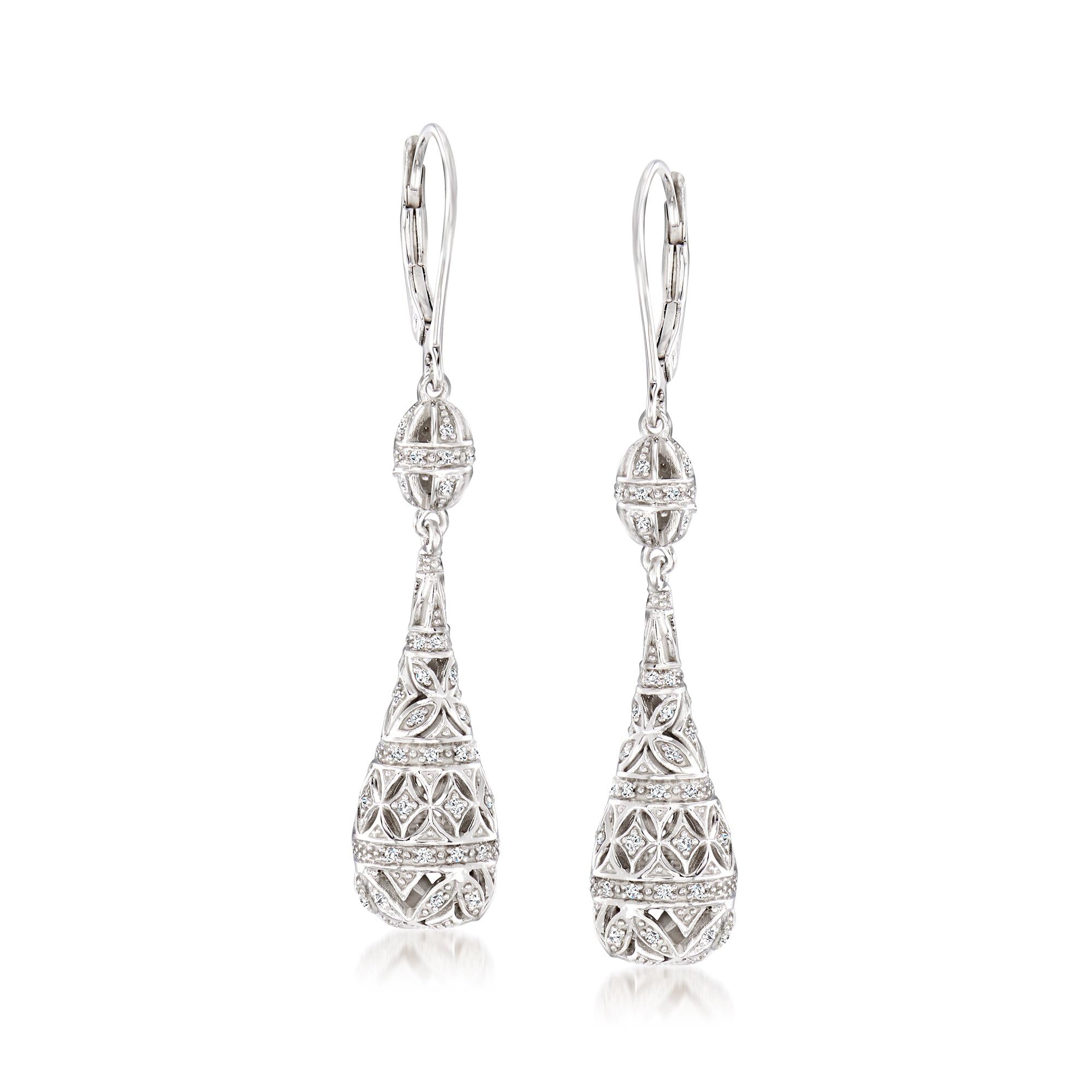 Ross-Simons 0.20 ct. t.w. Diamond Teardrop Earrings in Sterling Silver