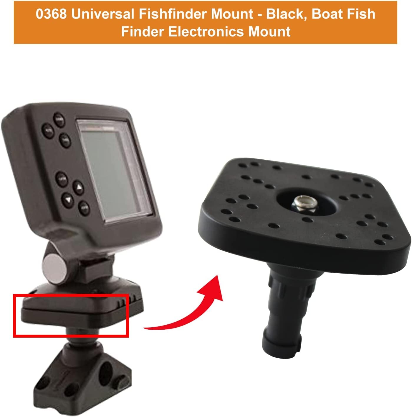 BLKGJTF 0368 Universal Fishfinder Mount - Black, Boat Fish Finder Electronics Mount, Fish Finder Mount