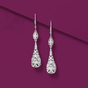 Ross-Simons 0.20 ct. t.w. Diamond Teardrop Earrings in Sterling Silver