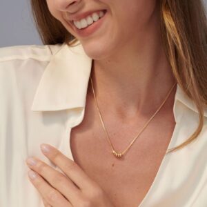 VRIUA Gold Necklace for Women, Dainty Gold Necklace 14k Gold Plated Ball Pendant Necklace Simple Box Chain Necklace Delicate Jewelry Everyday for Women