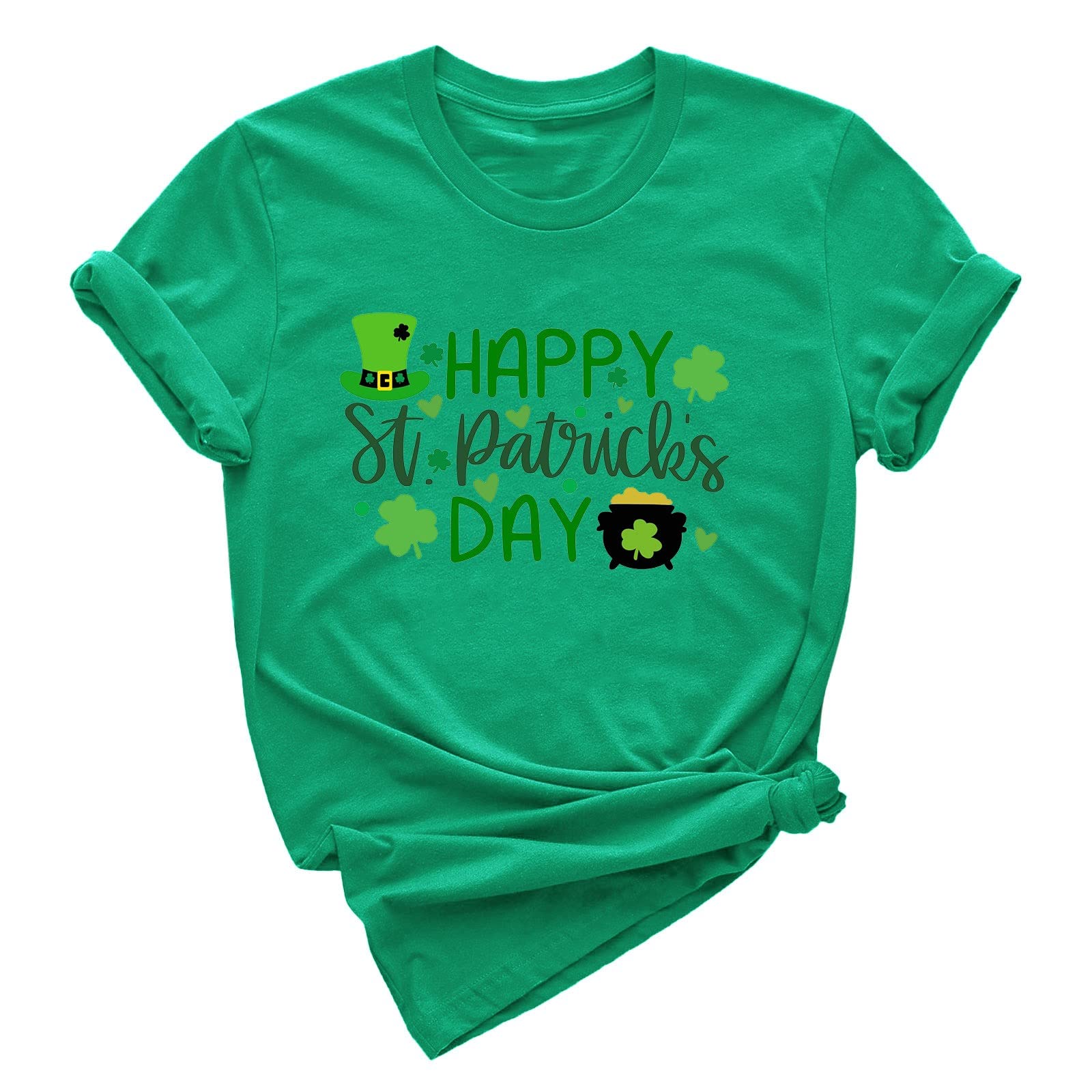 Women Work Clothes Womens St Patricks Day Printed Short Sleeve O Neck T Shirt Top Cheap Toys Under 5 Dollars Ofertas Del Dia De Hoy Relampago Cotton Tunics for Women Green