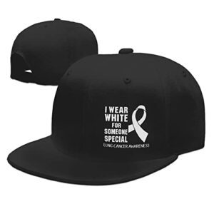 rqwaaed i wear white for someone special lung cancer awareness hats for men and women flat bill baseball cap adult adjustable trucker