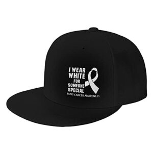 Rqwaaed I Wear White for Someone Special Lung Cancer Awareness Hats for Men and Women Flat Bill Baseball Cap Adult Adjustable Trucker