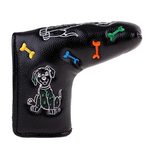 pistro PU Leather Golf Putter Head Covers Headcover Universal Fits All Brands Blade - Black Dog