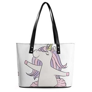 womens handbag unicorn leather tote bag top handle satchel bags for lady