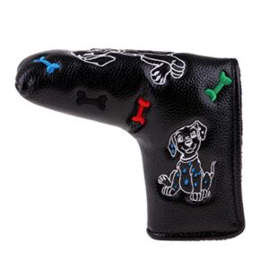 pistro PU Leather Golf Putter Head Covers Headcover Universal Fits All Brands Blade - Black Dog