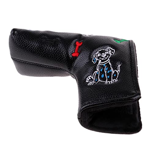 pistro PU Leather Golf Putter Head Covers Headcover Universal Fits All Brands Blade - Black Dog