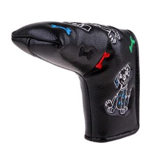 pistro PU Leather Golf Putter Head Covers Headcover Universal Fits All Brands Blade - Black Dog