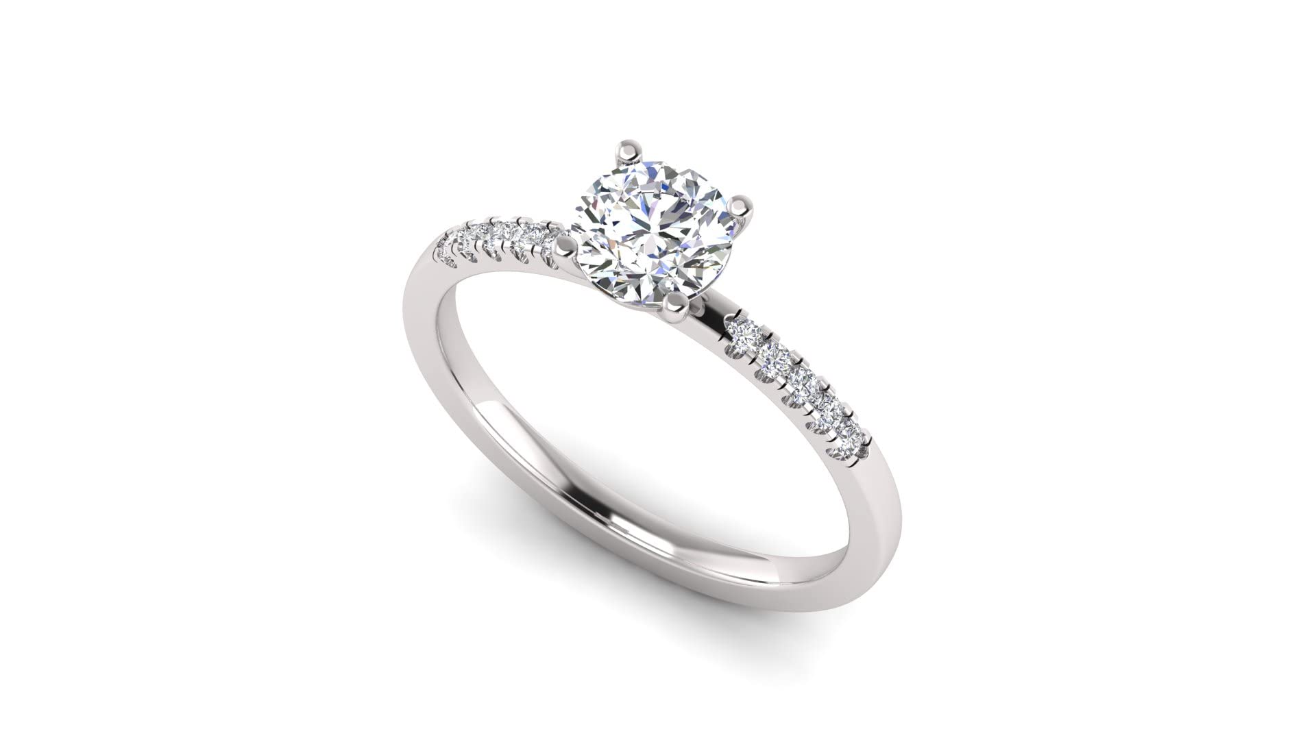 1.00 Carat TW Women's Moissanite and Natural Diamonds Engagement Ring in 10k White Gold, Size 9