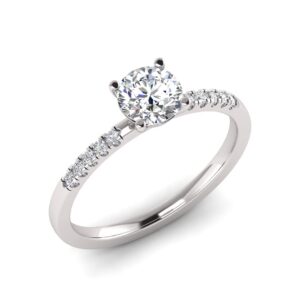 1.00 Carat TW Women's Moissanite and Natural Diamonds Engagement Ring in 10k White Gold, Size 9