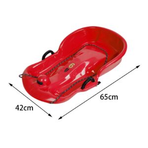 Garende Portable Winter Snow Sled Sledding Toboggan Sleigh Ski Board Downhill Sleds Nonslip Foot Pedal Kid Sledge for Outdoor Yard Lawn Sports, Red