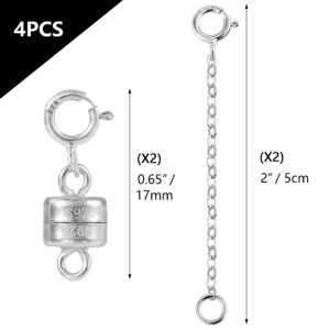 925 Sterling Silver Magnetic Jewelry Clasps Magnetic Necklace Clasps and Closures Sterling Silver Bracelet Necklace Extender