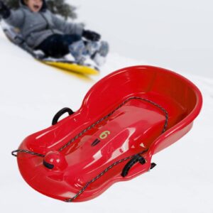 Garende Portable Winter Snow Sled Sledding Toboggan Sleigh Ski Board Downhill Sleds Nonslip Foot Pedal Kid Sledge for Outdoor Yard Lawn Sports, Red