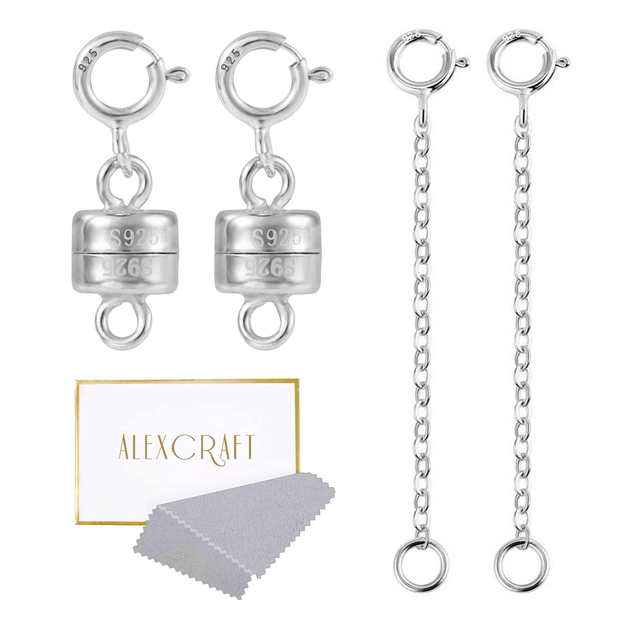 925 Sterling Silver Magnetic Jewelry Clasps Magnetic Necklace Clasps and Closures Sterling Silver Bracelet Necklace Extender