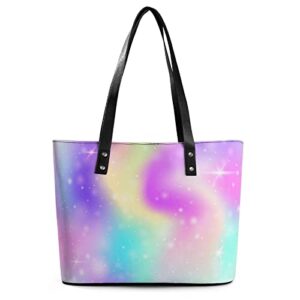 womens handbag rainbow leather tote bag top handle satchel bags for lady