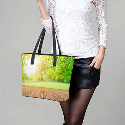 Womens Handbag Wooden Path Leather Tote Bag Top Handle Satchel Bags For Lady