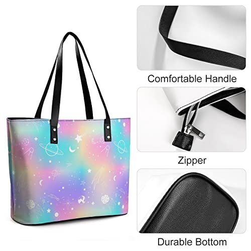 Womens Handbag Starry Sky Leather Tote Bag Top Handle Satchel Bags For Lady