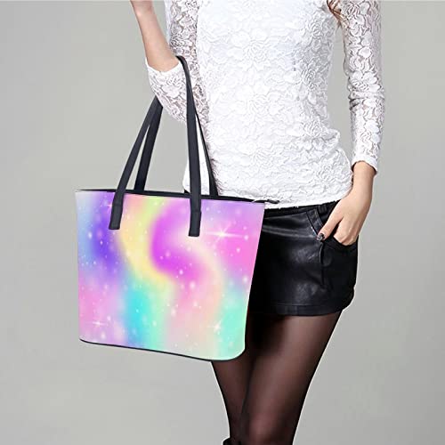 Womens Handbag Rainbow Leather Tote Bag Top Handle Satchel Bags For Lady