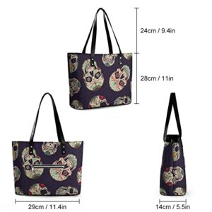 Womens Handbag Skull Pattern Leather Tote Bag Top Handle Satchel Bags For Lady