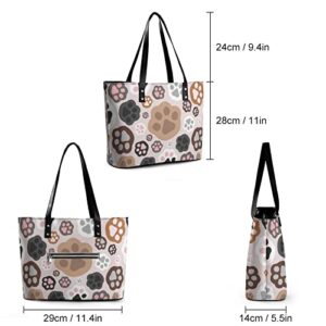 Womens Handbag Paw Print Leather Tote Bag Top Handle Satchel Bags For Lady