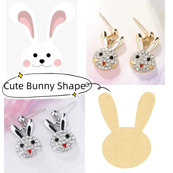 Crystal Bunny Earrings for Women, Shiny Rhinestones, Lightweight Hypoallergenic Gold/Silver Animal Drop Earrings (Gold)