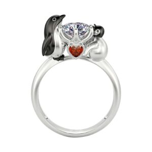 women penguin solitaire rings engagement rings cubic zirconia bridal wedding bands exquisite jewelry (a, one size)