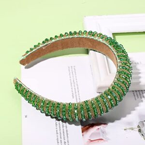 NVENF St.Patrick's Day Headband, Lucky Green Crystal Rhinestone Headbands for Women Wide Bejewelled Headband St.Patrick's Day Hair Accessory Party Favors Gifts (Green)