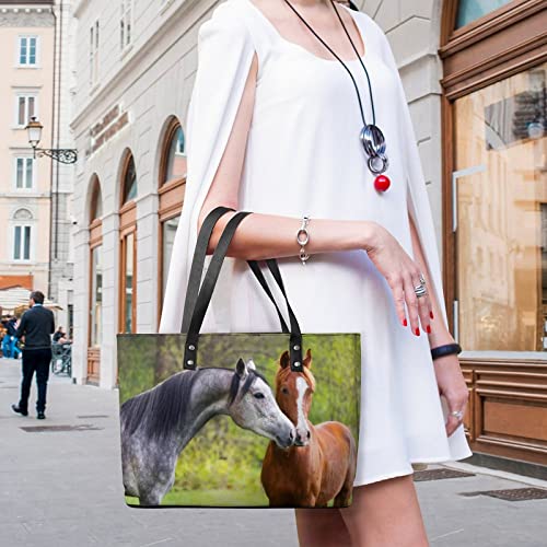 Womens Handbag White Brown Horse Leather Tote Bag Top Handle Satchel Bags For Lady