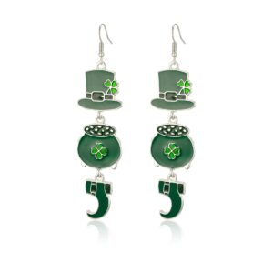 st. patrick's day earrings for women shamrock dangle earrings multi green silver plated 4-leaf clover gifts holiday party decorations accessories