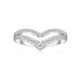 jalokivi 925 sterling silver eternitys ring for women double chevron cubic zirconia half eternity wedding bands size 12