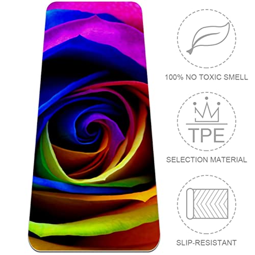 Yoga Mat, Yoga Mats for Home Workout, Workout Mat, Exercise Mats, Pilates Mat, abstract colorful rose flower art pattern