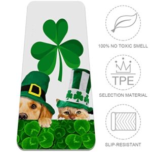 Yoga Mat, Yoga Mats for Home Workout, Workout Mat, Exercise Mats, Pilates Mat, St-Patrick's Day dog clover green pattern