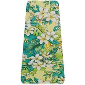 yoga mat, yoga mats for home workout, workout mat, exercise mats, pilates mat, tropical flower leaf plant pattern