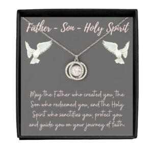 first communion gift, holy trinity blessing, christian necklaces for women, confirmation gift, sterling silver christian jewelry, three circle necklace, easter present