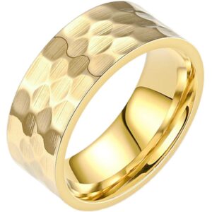 jude jewelers 8mm stainless steel classical simple plain hammered wedding band ring (gold, 10)