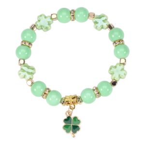 st.patrick’s day bracelets for women lucky leaf shamrock charm bracelet green beaded stretch bracelet