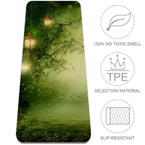 Yoga Mat, Yoga Mats for Home Workout, Workout Mat, Exercise Mats, Pilates Mat, Fairy Tale Green Forest Tree House