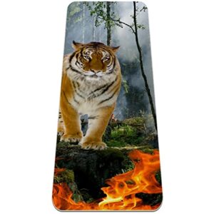 yoga mat, yoga mats for home workout, workout mat, exercise mats, pilates mat, forest tiger fire