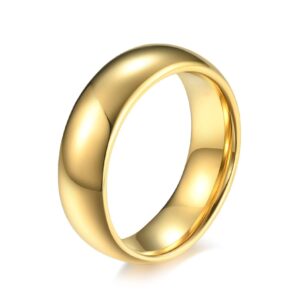 niucci stainless steel yellow gold filled band ring for men women wedding bands thumb finger ring, width 6mm, size 8