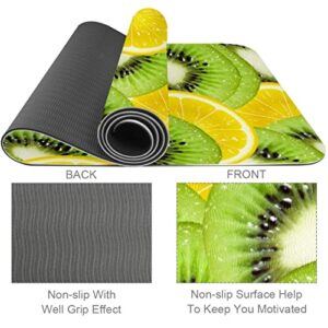 Yoga Mat, Yoga Mats for Home Workout, Workout Mat, Exercise Mats, Pilates Mat, Fruit Lemon Kiwi