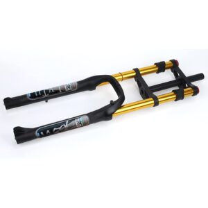 lvtu e-bike 26 inch bike suspension fork 4.0 fat bike front forks downhill mountain bike fork 1-1/8 disc brake air fork 170mm travel for qr atb/bmx (color : black gold)