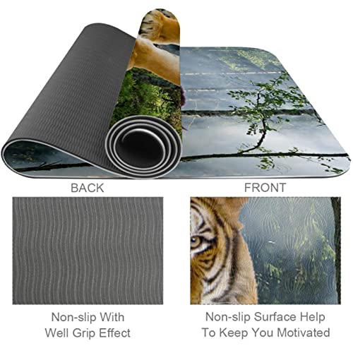 Yoga Mat, Yoga Mats for Home Workout, Workout Mat, Exercise Mats, Pilates Mat, Forest Tiger Fire